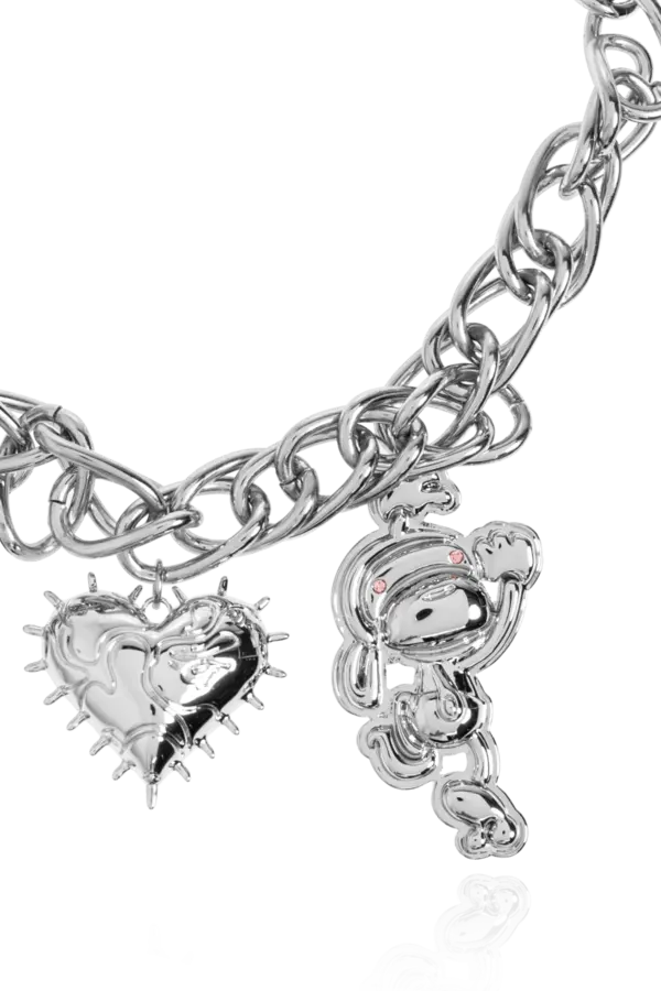 A BATHING APE Tone Link Chain Necklace With Mixed Charms