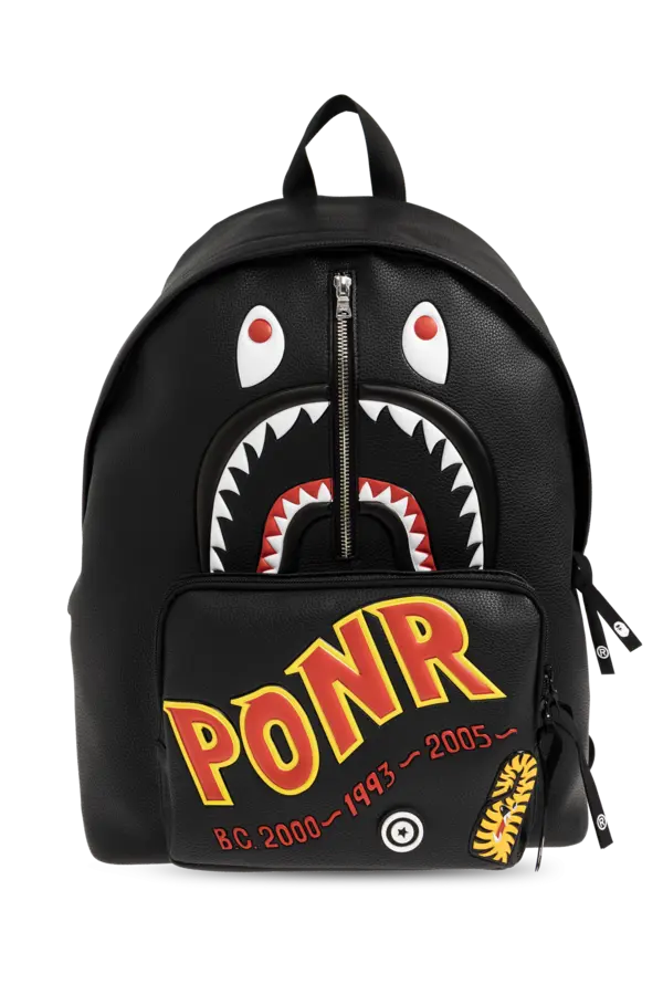 A BATHING APE Shark Mouth" Printed Backpack - Black