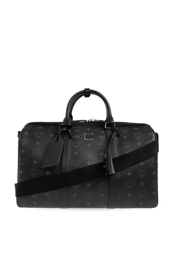 Mcm Ottomar Leather Monogram Travel Bag - Black