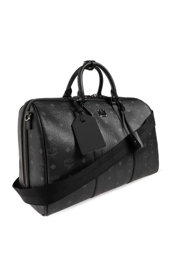 Mcm Ottomar Leather Monogram Travel Bag - Black