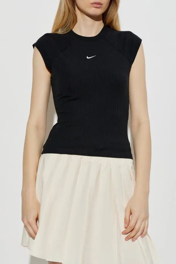 Nike Ribbed Knit Top With Contrast Logo
