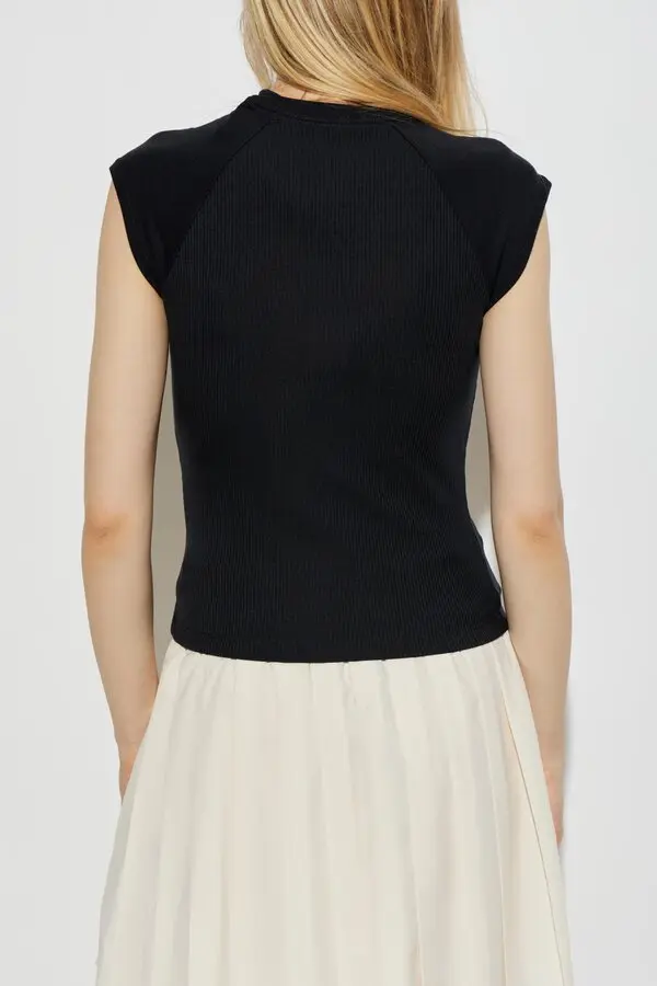 Nike Ribbed Knit Top With Contrast Logo
