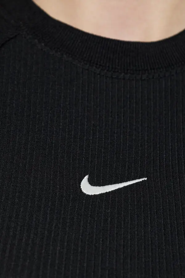 Nike Ribbed Knit Top With Contrast Logo
