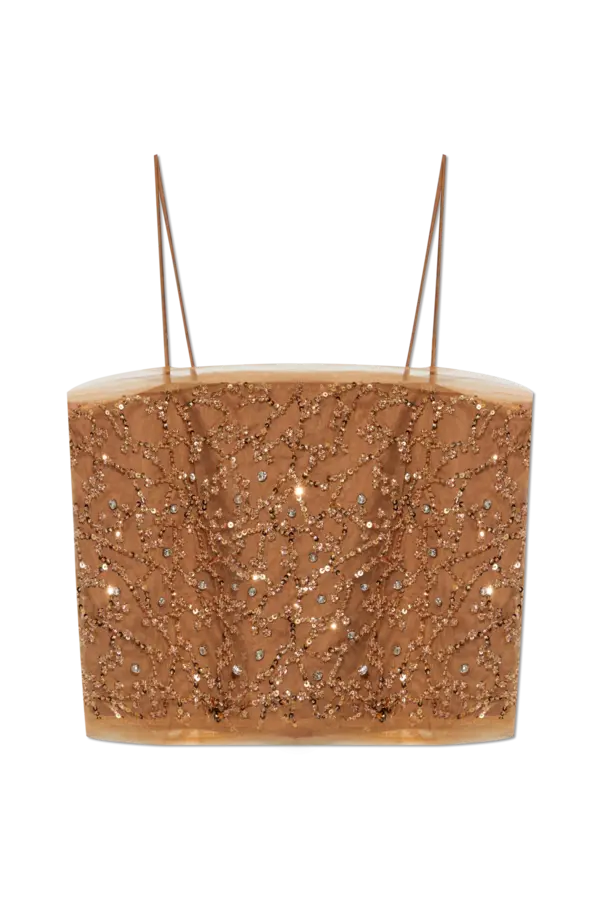 Munthe Nannali" Sequined Mesh Top - Brown