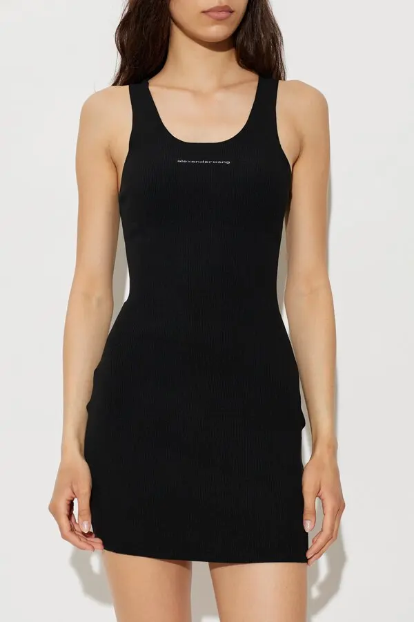 Alexander Wang Logo Ribbed Knit Mini Dress