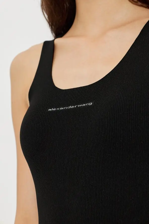Alexander Wang Logo Ribbed Knit Mini Dress