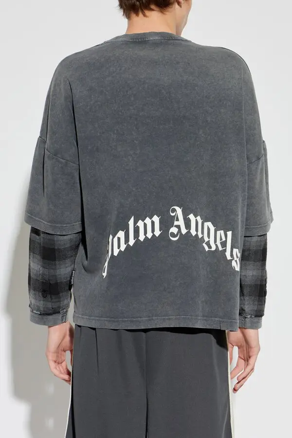 Palm Angels Oversized Skeleton Print Layered Sweatshirt