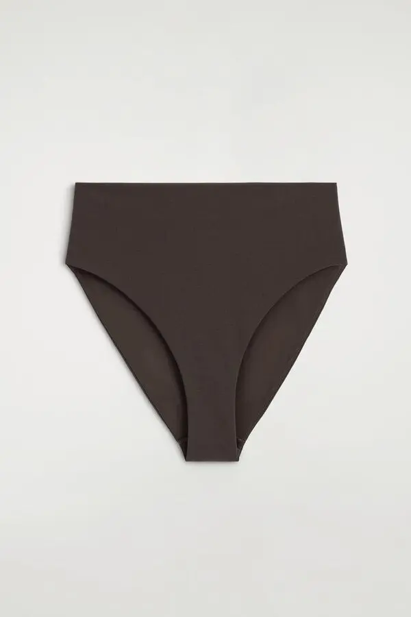 Cos Textured High-waisted Bikini Briefs - Brown
