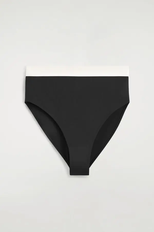Cos High-waisted Bikini Briefs With Color-block Trims - Black