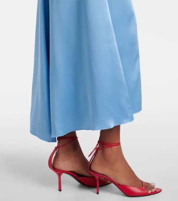 Victoria Beckham Gathered Satin Midi Dress - Blue