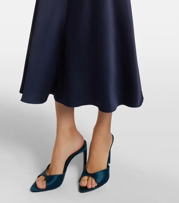 Victoria Beckham Bela Gathered Satin Midi Dress - Blue