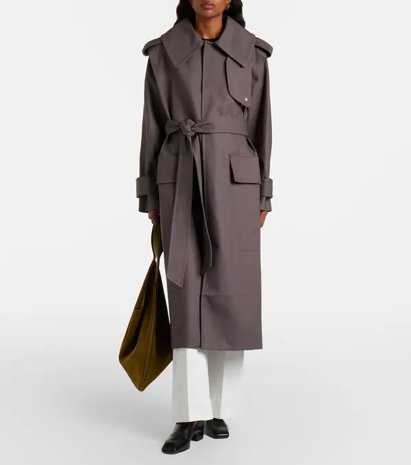 Victoria Beckham Philippa Cotton Trench Coat - Grey