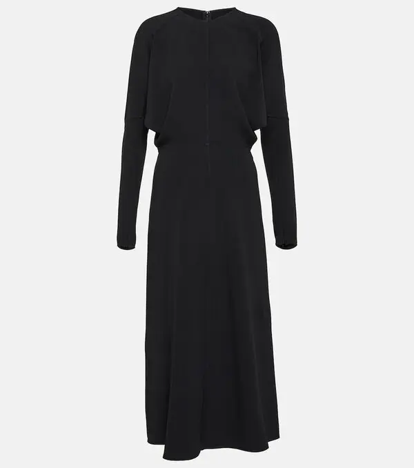 Victoria Beckham Cady Midi Dress In Dark Ocean - Black
