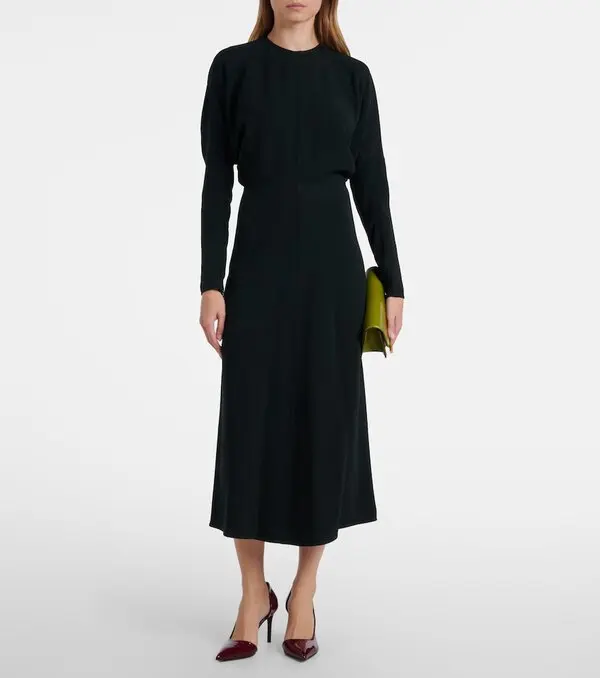 Victoria Beckham Cady Midi Dress In Dark Ocean - Black