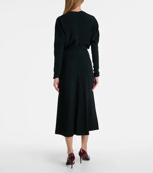 Victoria Beckham Cady Midi Dress In Dark Ocean - Black