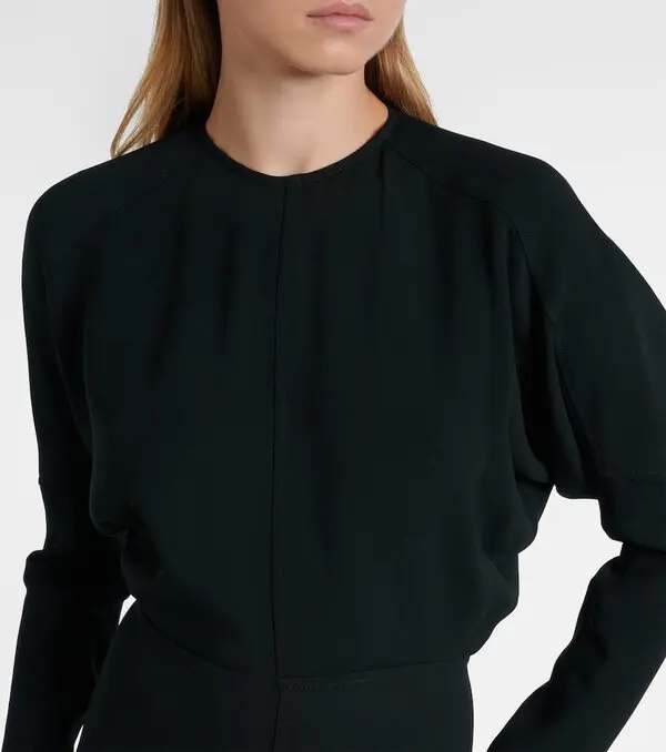 Victoria Beckham Cady Midi Dress In Dark Ocean - Black