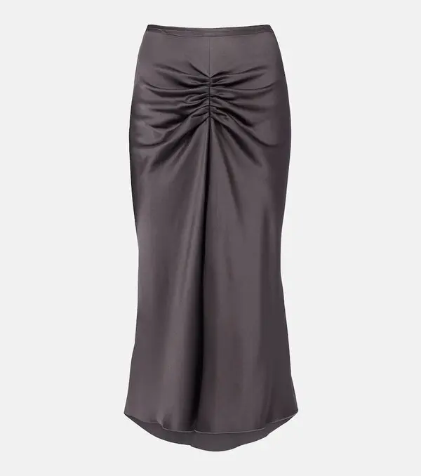 Victoria Beckham Bela Midi Skirt In Ore - Grey