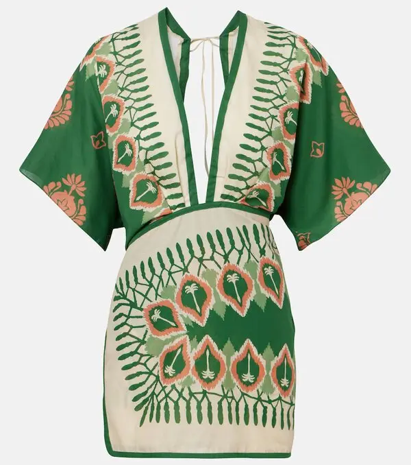 Johanna Ortiz Printed Cotton Minidress - Green