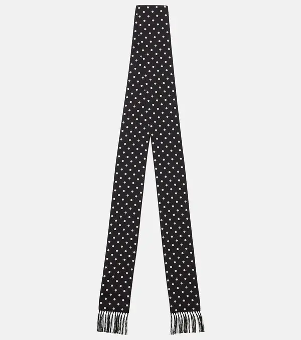 Valentino Garavani Fringed Polka-dot Silk Scarf - Black