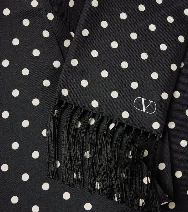 Valentino Garavani Fringed Polka-dot Silk Scarf