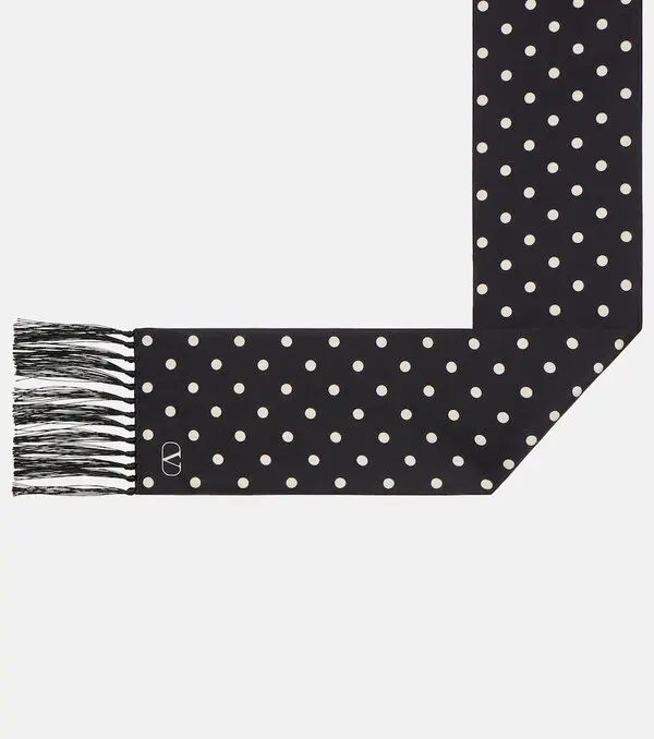 Valentino Garavani Fringed Polka-dot Silk Scarf