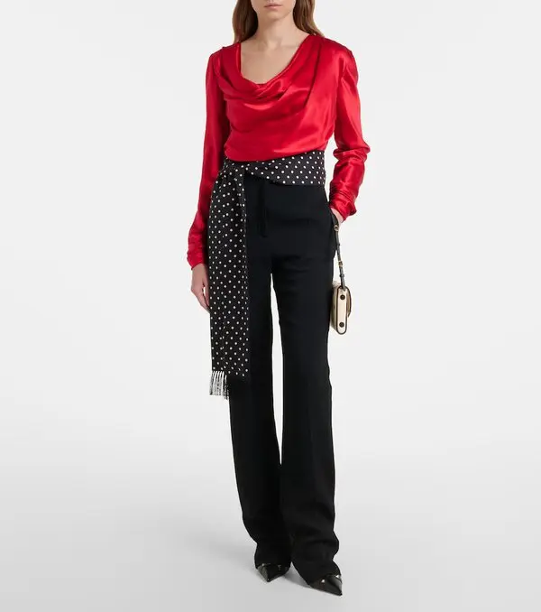 Valentino Garavani Fringed Polka-dot Silk Scarf