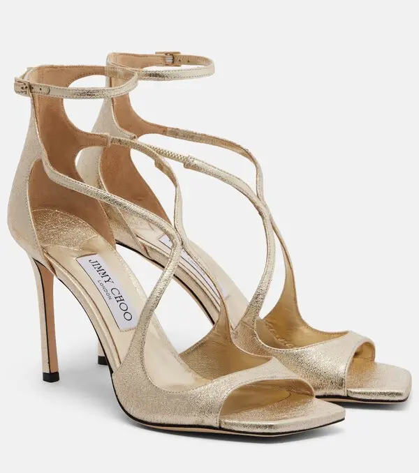 JIMMY CHOO Azia Metallic Sandals - Gold