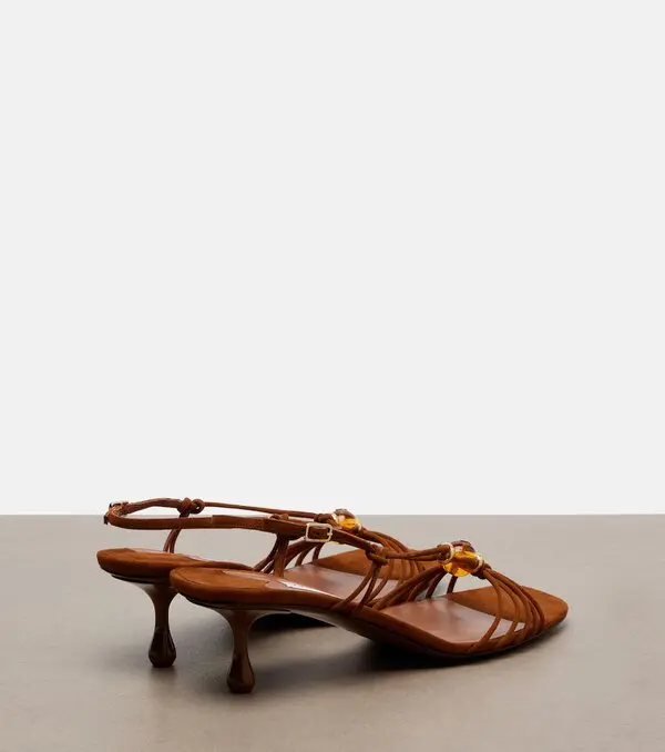 JIMMY CHOO Lova Embellished Suede Sandals - Brown