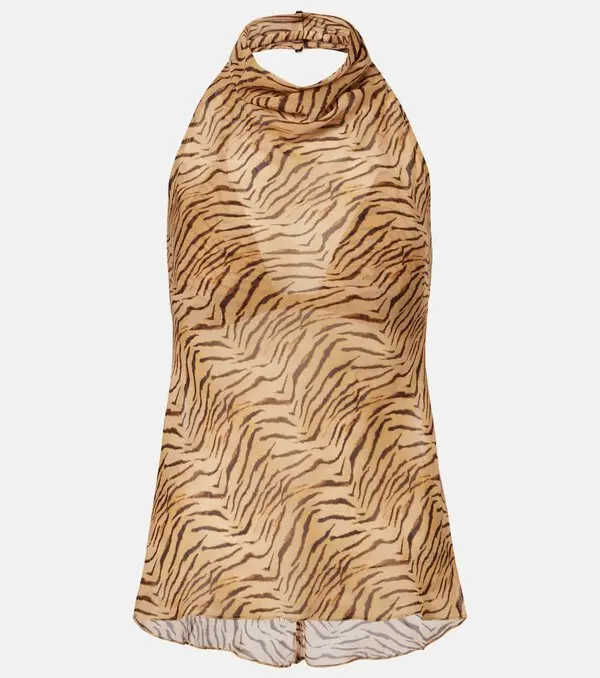 VIX PAULA HERMANNY X Rosie Huntington-whiteley Printed Halterneck Top - Brown