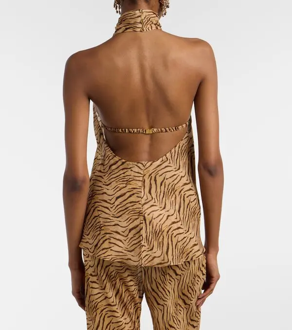 VIX PAULA HERMANNY X Rosie Huntington-whiteley Printed Halterneck Top - Brown