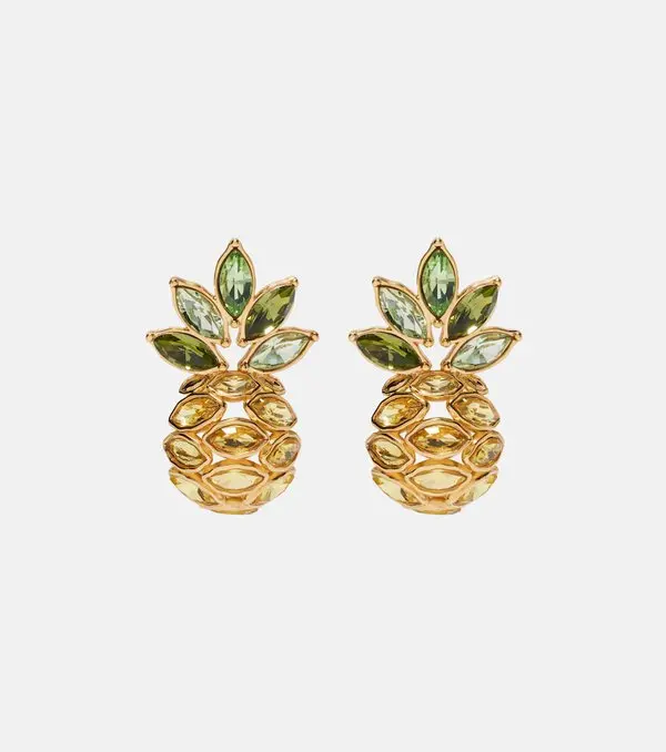 Oscar De La Renta Pineapple Embellished Clip-on Earrings - Gold