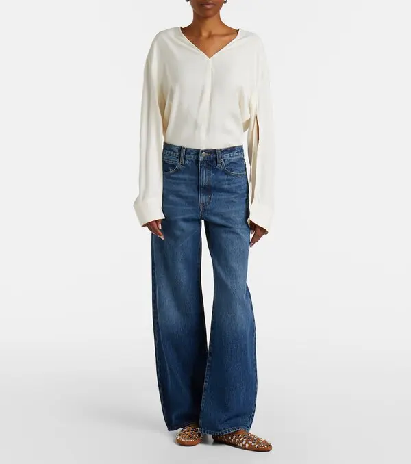FRAME The Bow Barrel-leg Jeans - Blue