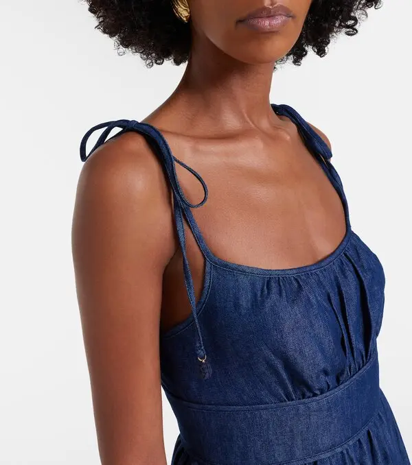 Zimmermann Mahon Broderie Anglaise Denim Midi Dress - Blue
