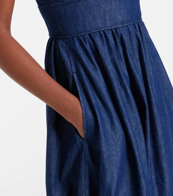 Zimmermann Mahon Broderie Anglaise Denim Midi Dress - Blue