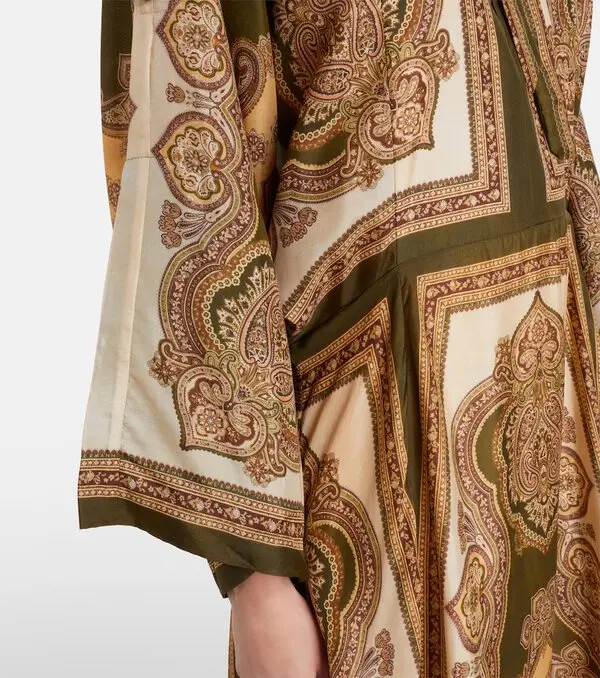 Zimmermann Mahon Paisley Silk Midi Dress - Beige