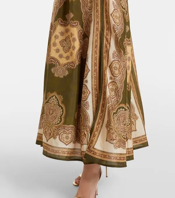 Zimmermann Mahon Paisley Silk Midi Dress - Beige