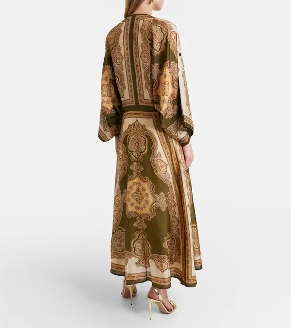 Zimmermann Mahon Paisley Silk Midi Dress - Beige
