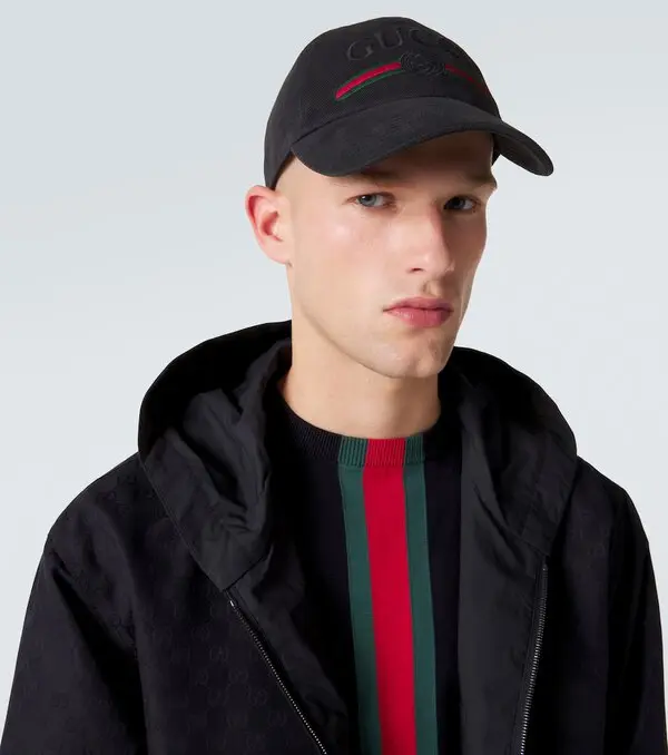 Gucci Web Stripe Cotton Baseball Cap