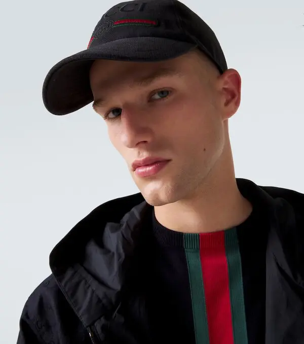 Gucci Web Stripe Cotton Baseball Cap