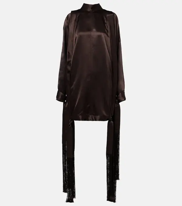 FERRAGAMO Fringed Satin Mini Dress