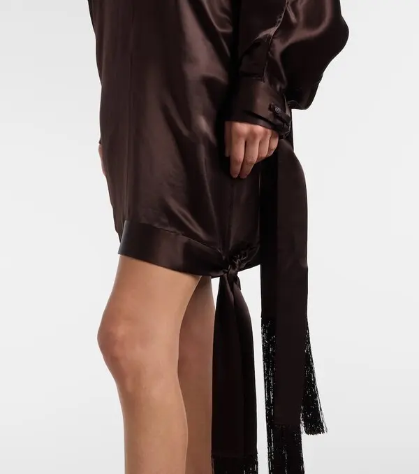 FERRAGAMO Fringed Satin Mini Dress