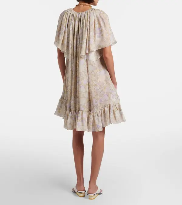 Chloé Floral Ruffled Silk Charmeuse Minidress - Multicoloured