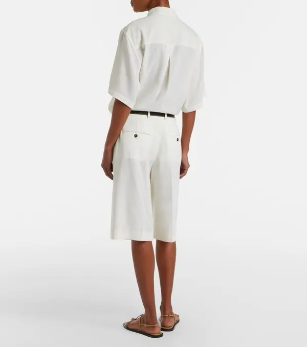 TOTEME Semi-sheer Bermuda Shorts - White