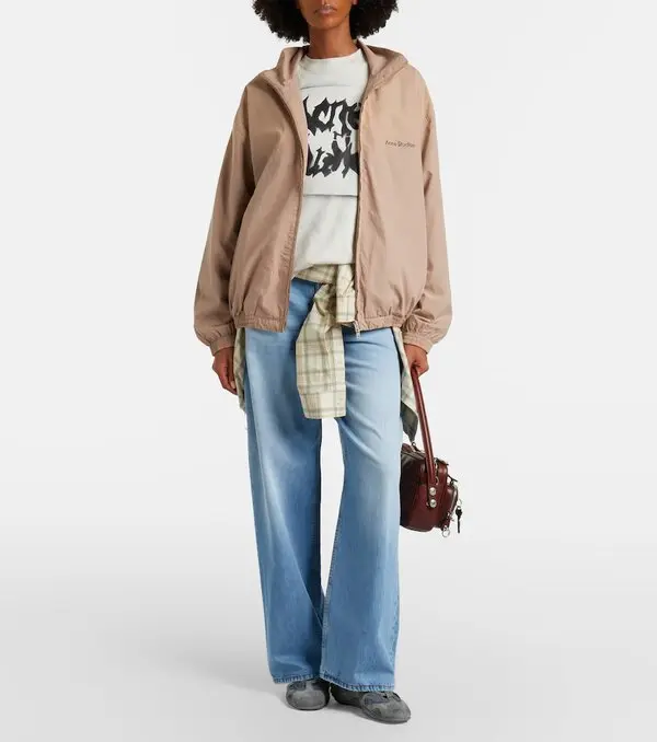 Acne Studios Logo Cotton Poplin Jacket - Beige