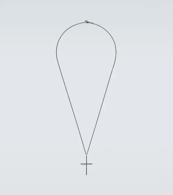 Ileana Makri Classic Cross Necklace With Diamonds - Black