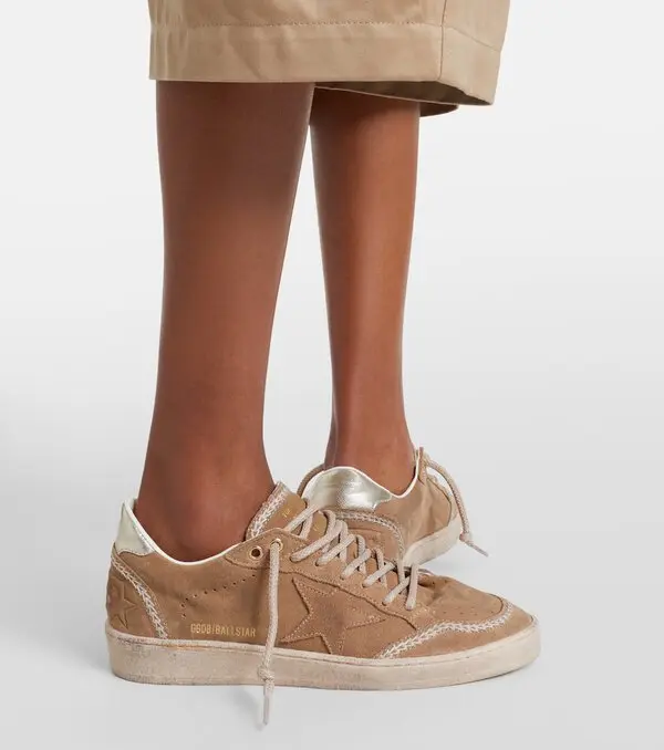 GOLDEN GOOSE Ball Star Embroidered Suede Sneakers - Brown