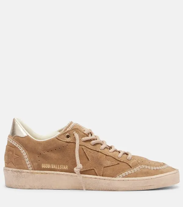 GOLDEN GOOSE Ball Star Embroidered Suede Sneakers - Brown