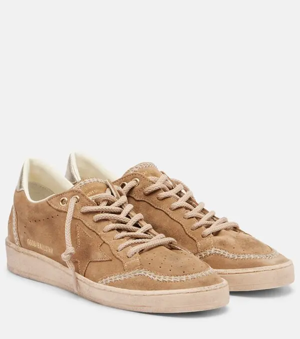 GOLDEN GOOSE Ball Star Embroidered Suede Sneakers - Brown