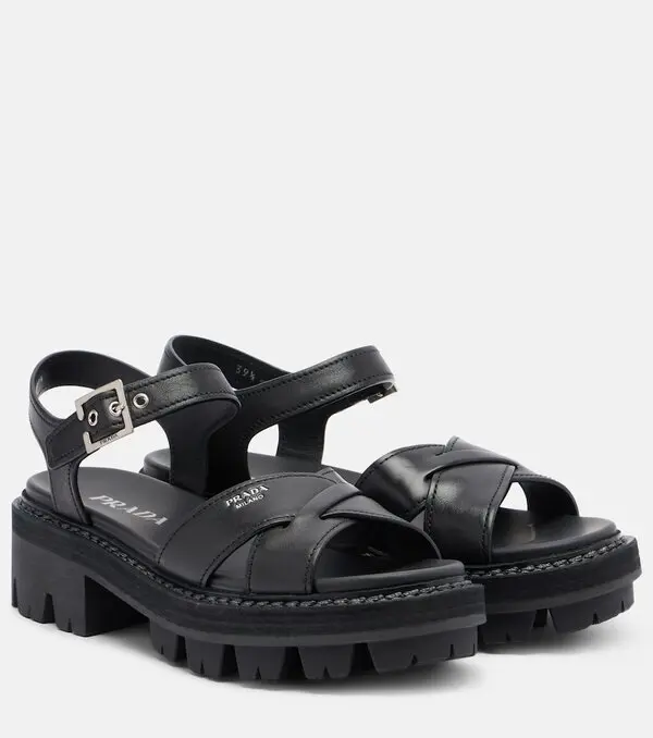 Prada Leather Buckled Sandals