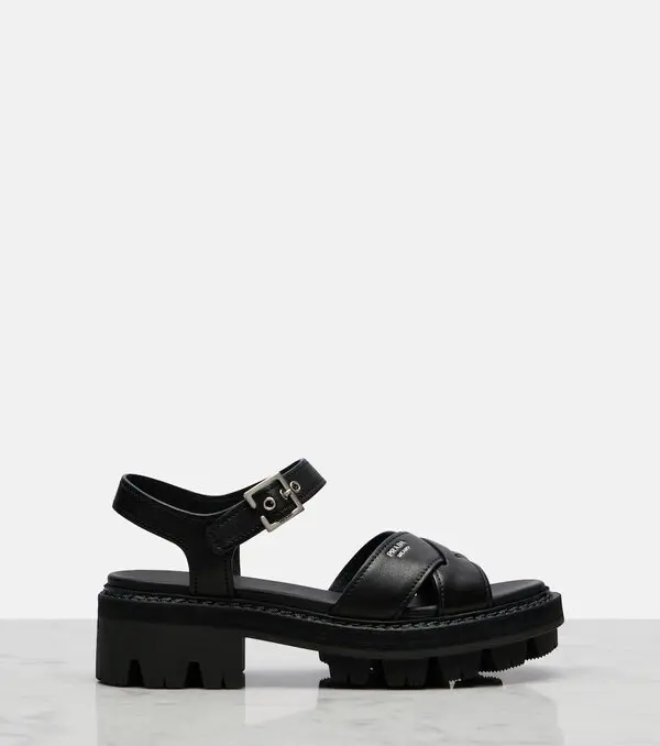 Prada Leather Buckled Sandals